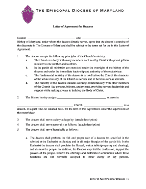 Fillable Online deacons episcopalmaryland Letter of Agreement for ...