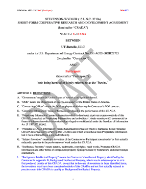 Fillable Online ORNL Laboratory Model Short-Form CRADA Template 7-15 ...