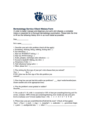 Fillable Online Dermatology Client Form - CARES Fax Email Print - pdfFiller