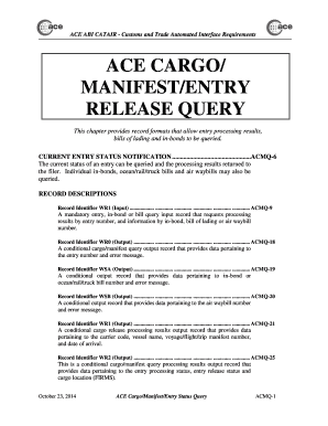 Fillable Online cbp Cargo Release Query - US Customs and Border ...