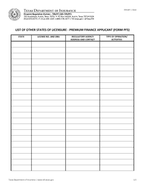 Fillable Online tdi texas List of Other States of Licensure - Premium ...