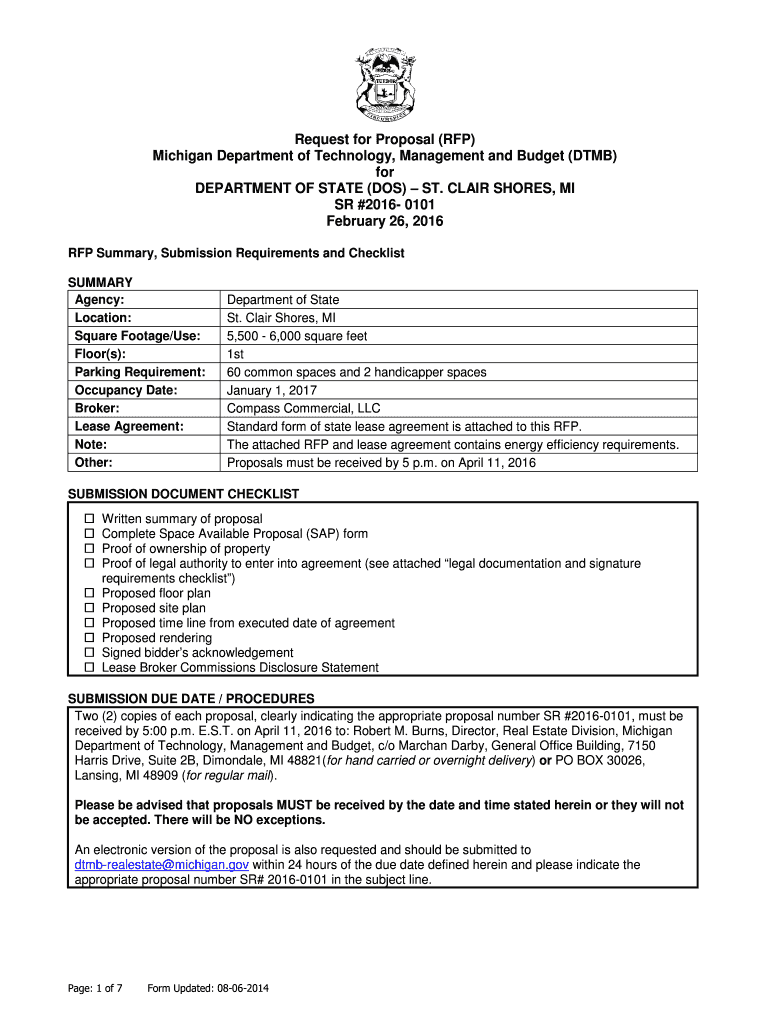 Fillable Online Request for Proposal (RFP) Michigan Department of ...