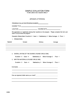 Fillable Online courts arkansas CME 5 - Sample Evaluation Form - courts ...