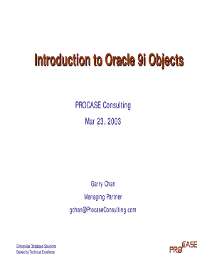 Fillable Online Introduction to Oracle 9i ObjectsIntroduction to Oracle 9i Fax Email Print ...