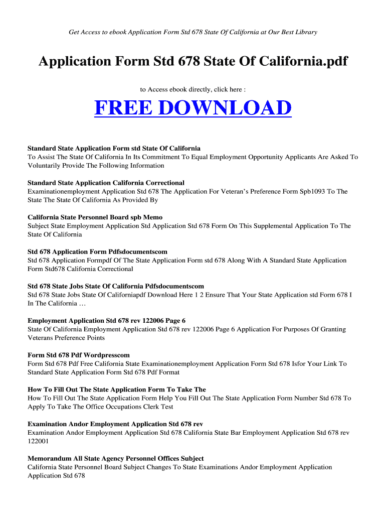 Fillable Online monata esy BAPPLICATIONb FORM bSTD 678b STATE OF ...