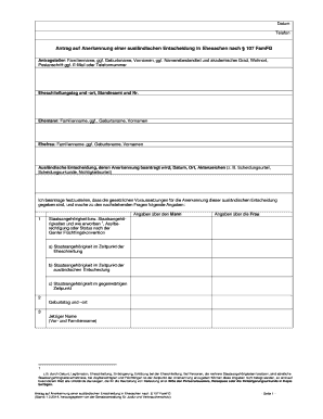 Fillable Online Antrag auf Anerkennugn einer ausl ndischen Entscheidung ...