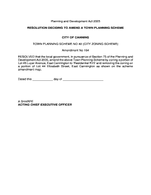 Fillable Online canning wa gov Planning and Development Act 2005 ...