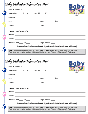 Fillable Online Baby Dedication Information Sheet - bbocachurchbbcomb ...