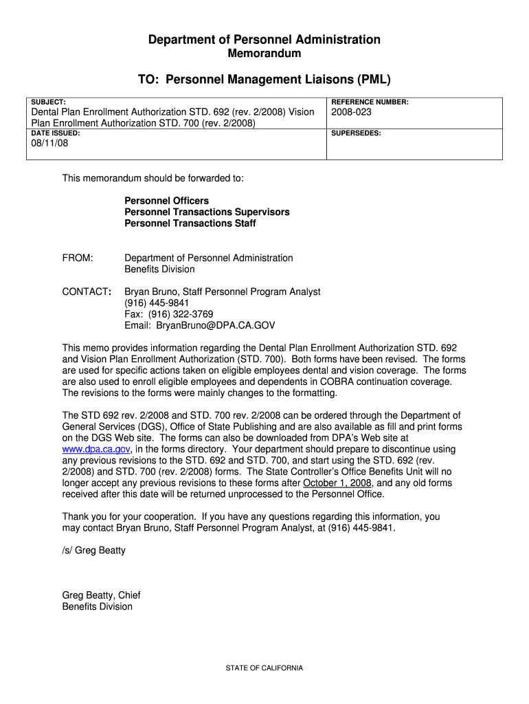 Fillable Online Dental Plan Enrollment Authorization STD Fax Email ...