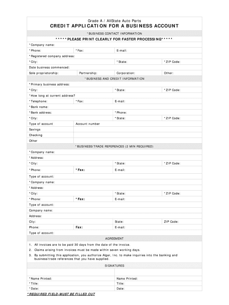 Fillable Online Grade A / AllState Auto Parts Fax Email Print - pdfFiller