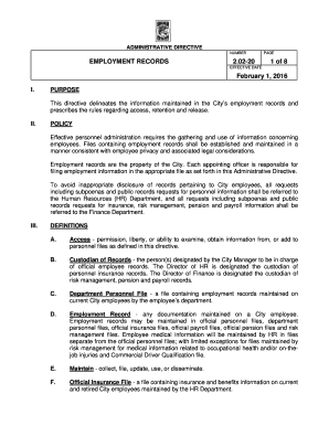 Fillable Online EMPLOYMENT RECORDS Fax Email Print - pdfFiller