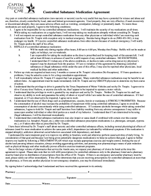 Fillable Online Controlled Substance Medication Agreement ...
