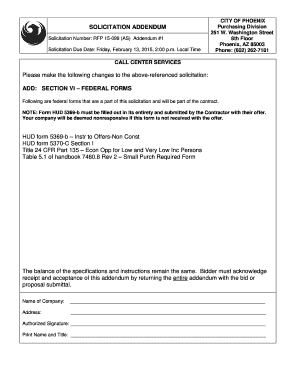 Fillable Online phoenix SOLICITATION ADDENDUM Please make the following changes to Fax Email ...