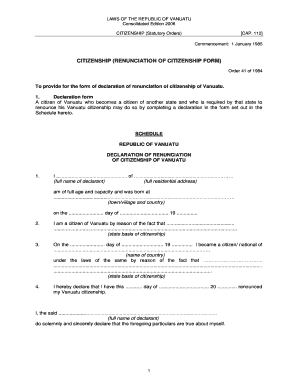 Fillable Online tourism gov CITIZENSHIP RENUNCIATION OF CITIZENSHIP ...