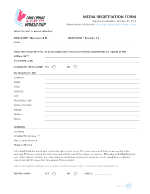 Fillable Online Media Registration Form REVISED - WEL - 2015 Fax Email ...