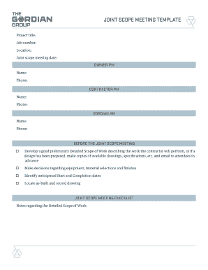 Fillable Online Joint scope meeting template - The Gordian Group Fax ...