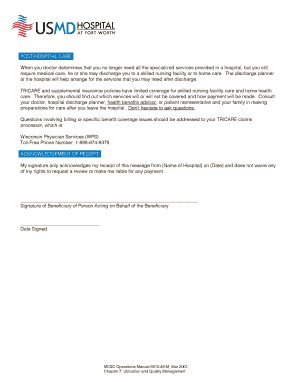 Fillable Online Message from Tricare PDF - USMD Hospital at Fort Worth ...