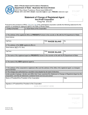 Fillable Online sos ri State of Rhode Island and Providence Plantations Department of State ...