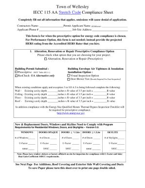 Fillable Online wellesleyma Town of Wellesley IECC 115 AA Stretch Code ...