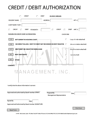 Fillable Online Credit Debit Authorization Form - Imani Management Inc ...