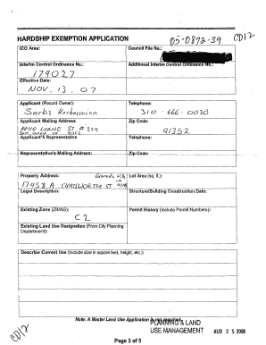 Fillable Online CDJ 'Y HARDSHIP EXEMPTION APPLICATION NOV, t3 07 f ...