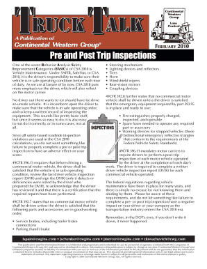 Fillable Online Pre and Post Trip Inspections Fax Email Print - pdfFiller