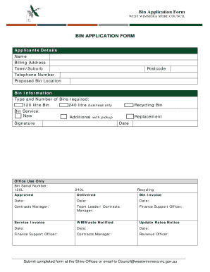 Fillable Online westwimmera vic gov BIN APPLICATIONFORM - West Wimmera ...