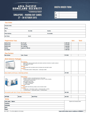 Fillable Online Booth order form SINGAPore - mArINA bAY SANdS 27 - 30 ...