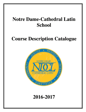 Fillable Online ndcl Notre Dame-Cathedral Latin School Course ...
