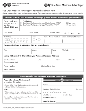 Fillable Online Blue Cross bMedicareb AdvantageSM Individual ...