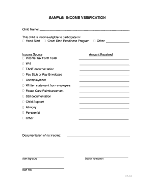 Fillable Online SAMPLE: INCOME VERIFICATION - michigan Fax Email Print ...