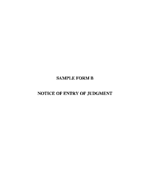 Fillable Online SAMPLE FORM B NOTICE OF ENTRY OF JUDGMENT - daveolacom ...