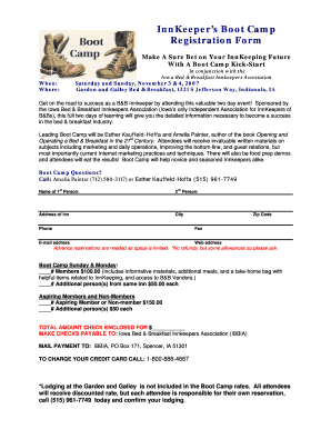 Fillable Online InnKeepers Boot Camp Registration Form Fax Email Print ...