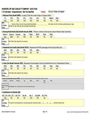 Fillable Online insurance ca Bankers Life LTC Policy Form GR-N680F ...
