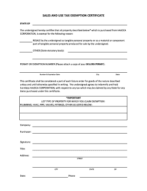 Fillable Online Tax Exemption Certificate Tax Exemption Certificate Fax ...