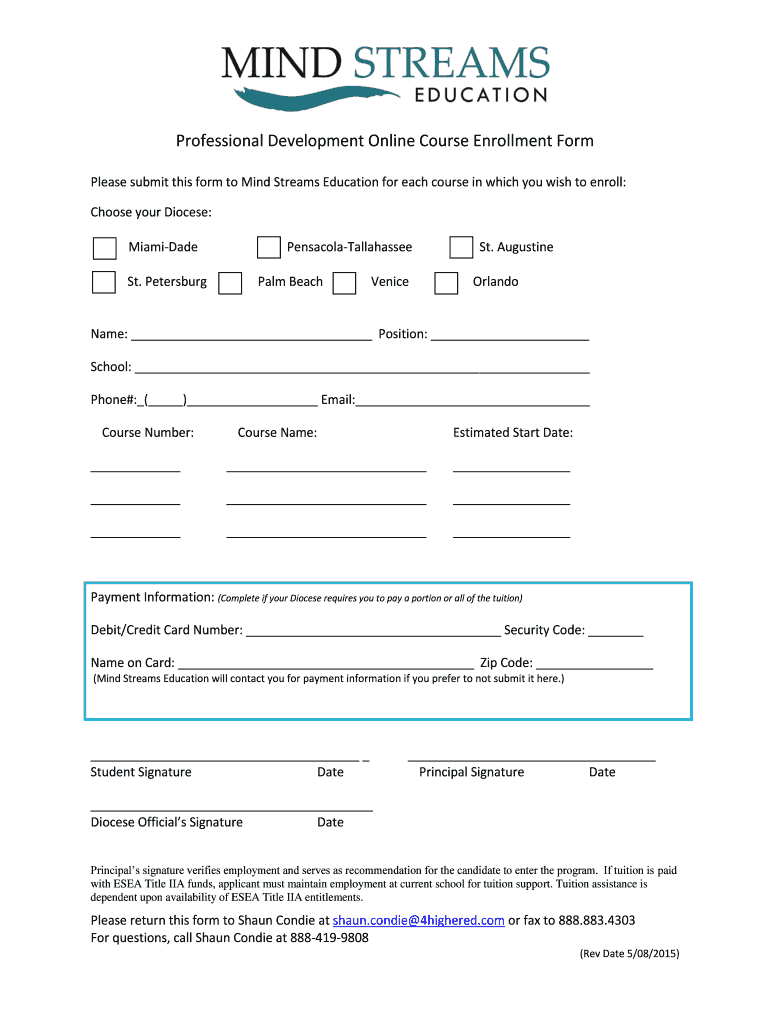 Fillable Online Professional Development Online Course Enrollment Form ...