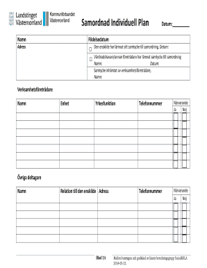 Fillable Online lvn Samordnad individuell plan (SIP) (pdf) Fax Email ...