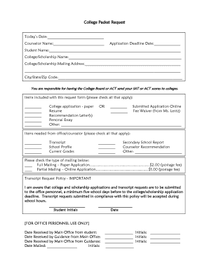 Fillable Online College Packet Request Form Fax Email Print - pdfFiller