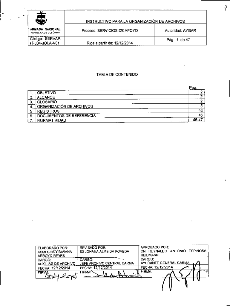 Fillable Online IT-004-JOLA-V01 RiQe a partir de TABLA DE CONTENIDO 7 ...