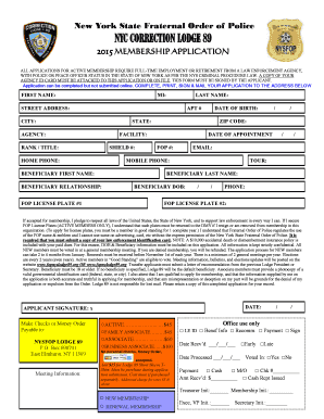 Fillable Online fopnyslodge89 2015 FOP Application Application Fax Email Print - pdfFiller