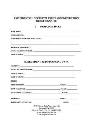 Fillable Online To download Trust Administration Questionnaire - Geiger ...
