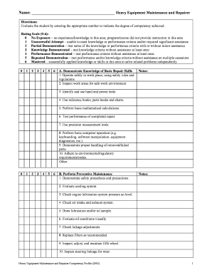 Fillable Online dese mo Name: Heavy Equipment Maintenance and Repairer ...