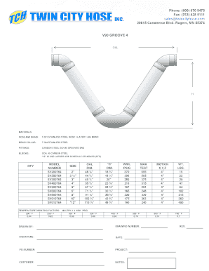 Fillable Online Rogers, MN 55374 V90 GROOVE 4 OAL H MATERIALS HOSE AND ...