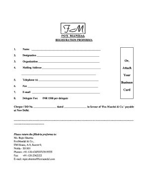 Fillable Online REGISTRATION PROFORMA 1 Name 2 Designation Fax Email ...