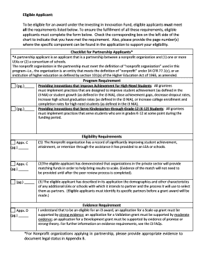 Fillable Online www2 ed I3 Partnership Eligibility Checklist MS WORD ...
