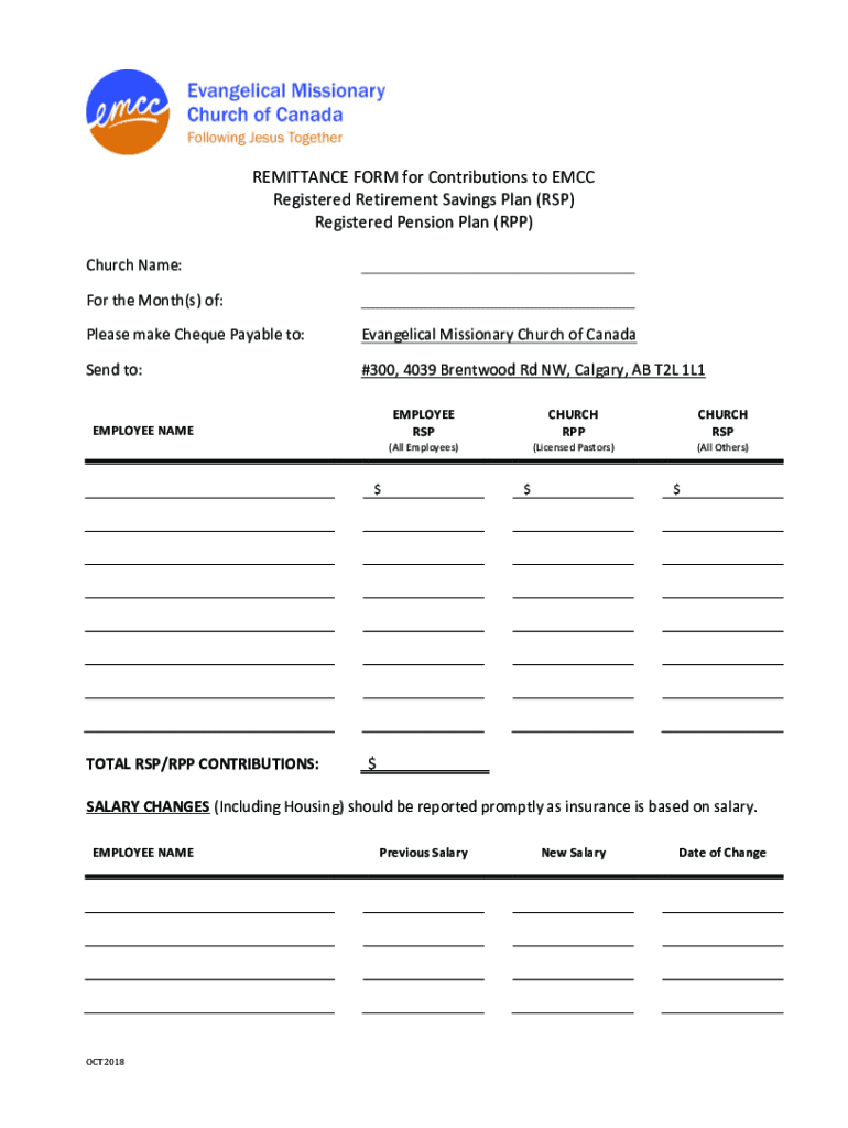 Fillable Online EMCC RSP-RPP REMITTANCE FORM Fax Email Print - pdfFiller