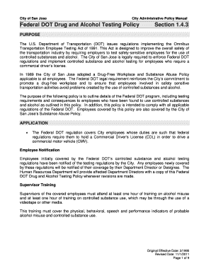 Fillable Online Federal DOT Drug and Alcohol Testing Policy Fax Email ...