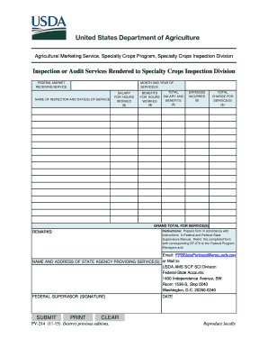 Fillable Online ams usda Inspection or Audit Services Rendered to ...