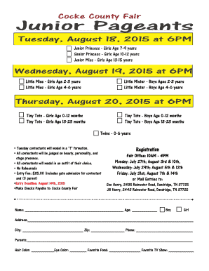 Fillable Online JUNIOR PAGEANTS ENTRY FORM Fax Email Print - pdfFiller