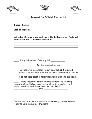 Fillable Online Date of Request List below the name and address of the ...